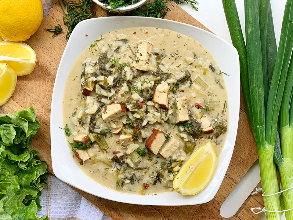 Vegan Tofu Magiritsa (Greek Easter Soup) - When Helen Cooks